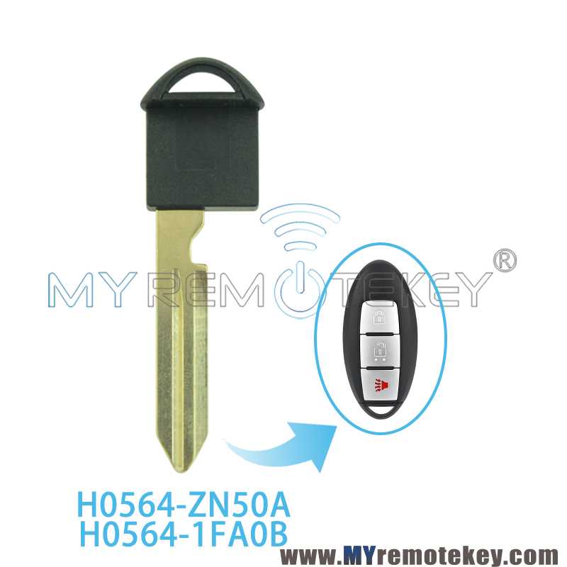 H0564-ZN50A H0564-1FA0B Smart key blade NSN14 for NISSAN With black top ...