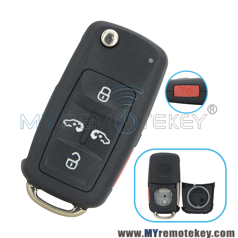 Flip key shell 4 button with panic for VW