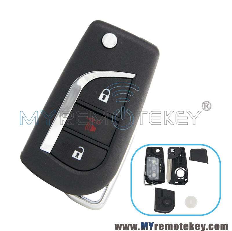 Flip remote key shell 3 button TOY43 blade for Toyota Corolla Camry