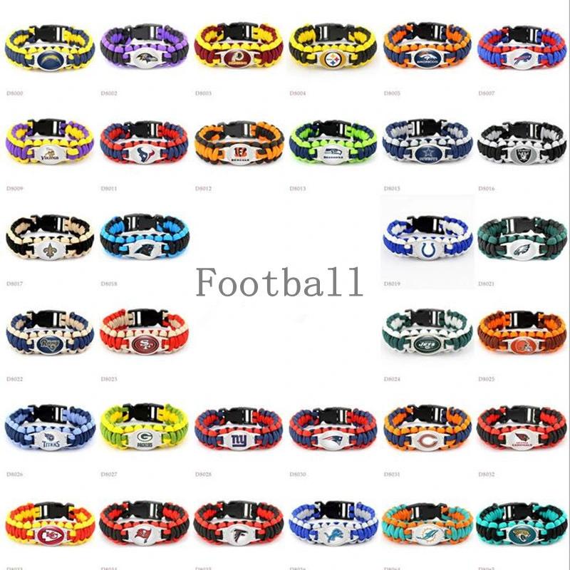 CHINESE WAREHOUSE Fashion Hand-Woven NFL Survival Bracelets 32 Football ...