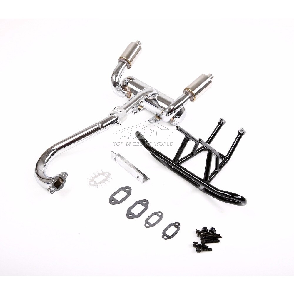TOP SPEED RC WORLD New Silent double Exhaust Pipe Set with rear Bumper ...
