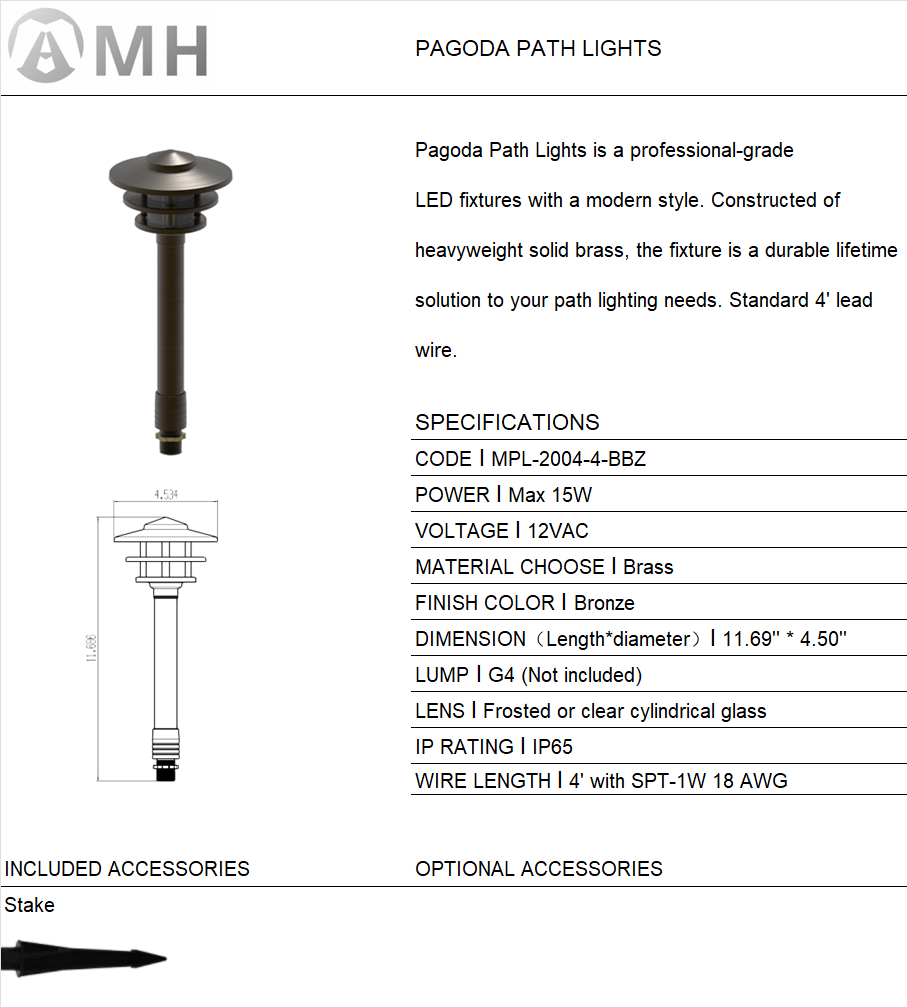 Pagoda Brass Path Light