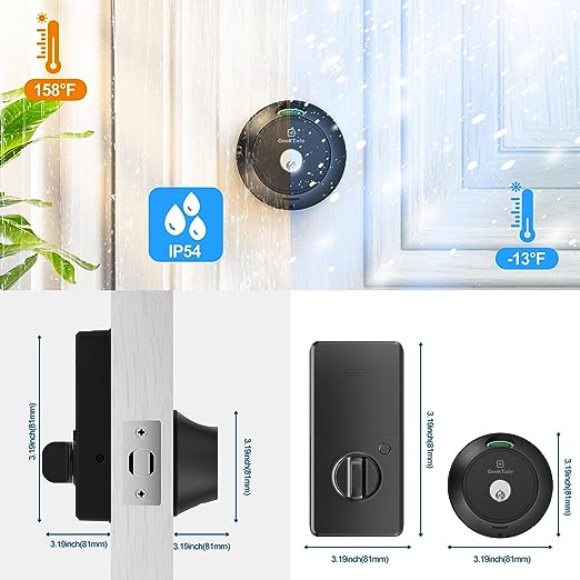 GeekTale Keyless Entry Door Lock-Fingerprint Door Knob with App F04