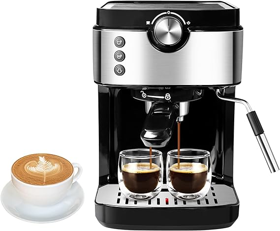 EQK Espresso Machine 20 Bar Coffee Machine With Foaming Milk Frother Wand