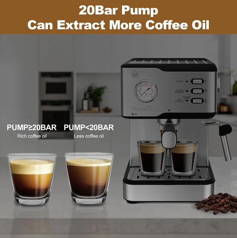 Geek Chef Espresso Machine Coffee Machine GCF20BP and Coffee Grinder ...