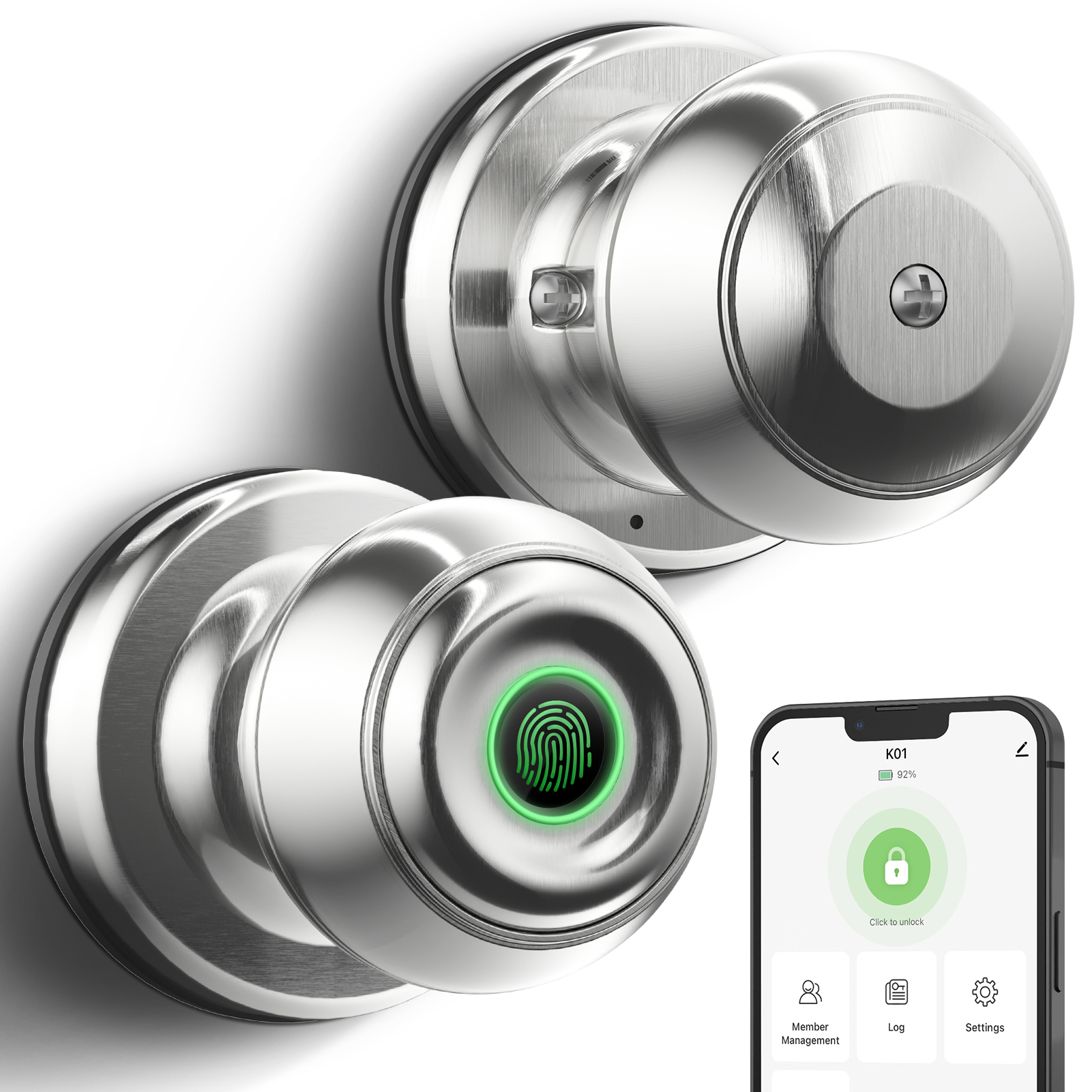 GeekTale Smart Door knob Bright Chrome K01-05