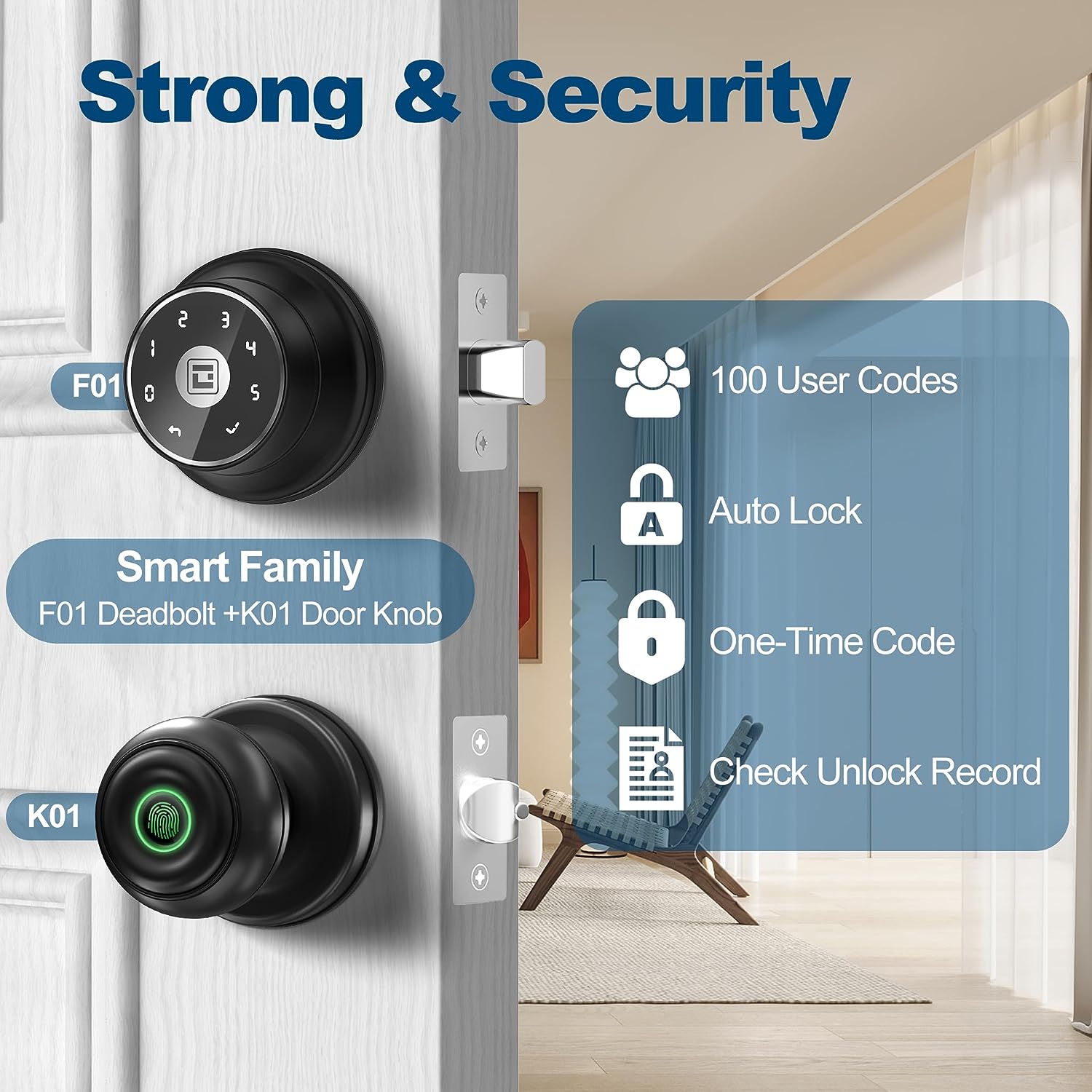 GeekTale Fingerprint Door Lock Set, Fingerprint Door Knob with Keypad ...