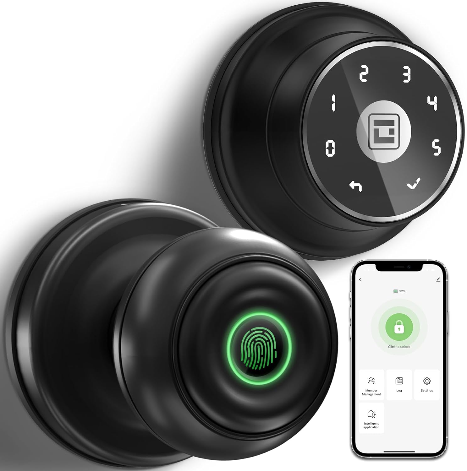 GeekTale Fingerprint Door Lock Set, Fingerprint Door Knob with Keypad ...