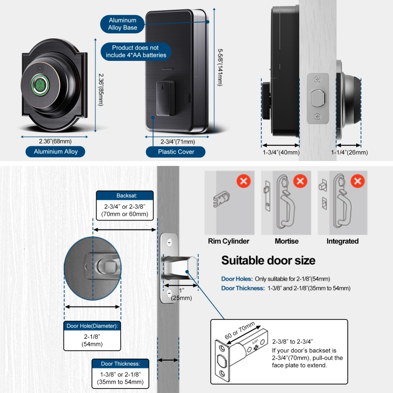 GeekTale Smart Deadbolt Lock, Fingerprint Deadbolt with App