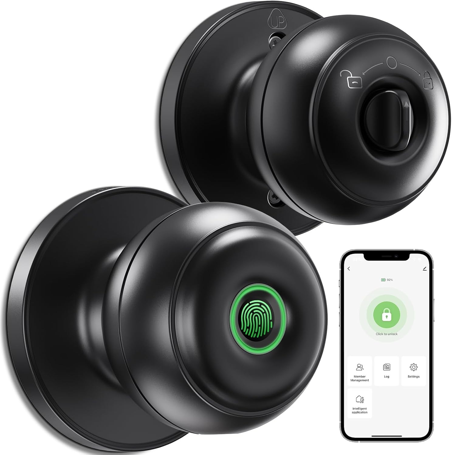 GeekTale Fingerprint Door Lock for Bedrooms, Fingerprint Door Knob with ...