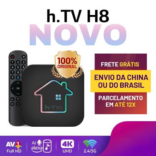 Novo HTV H8 Set Top Box frete grátis TV box ,4K UHD (Brazil Portuguese)