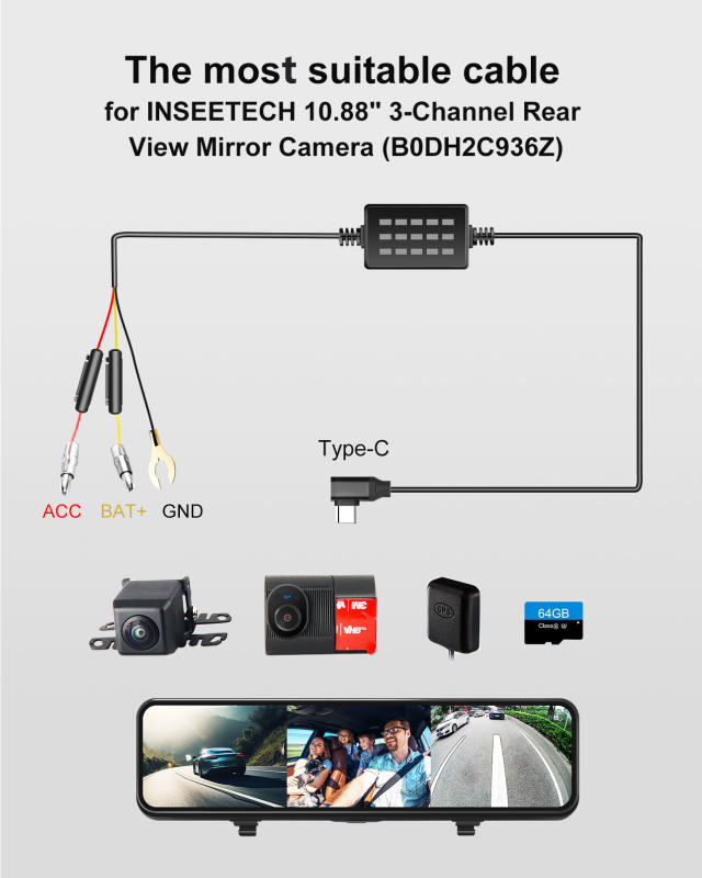Mirror Dash Cam Hardwire Kit