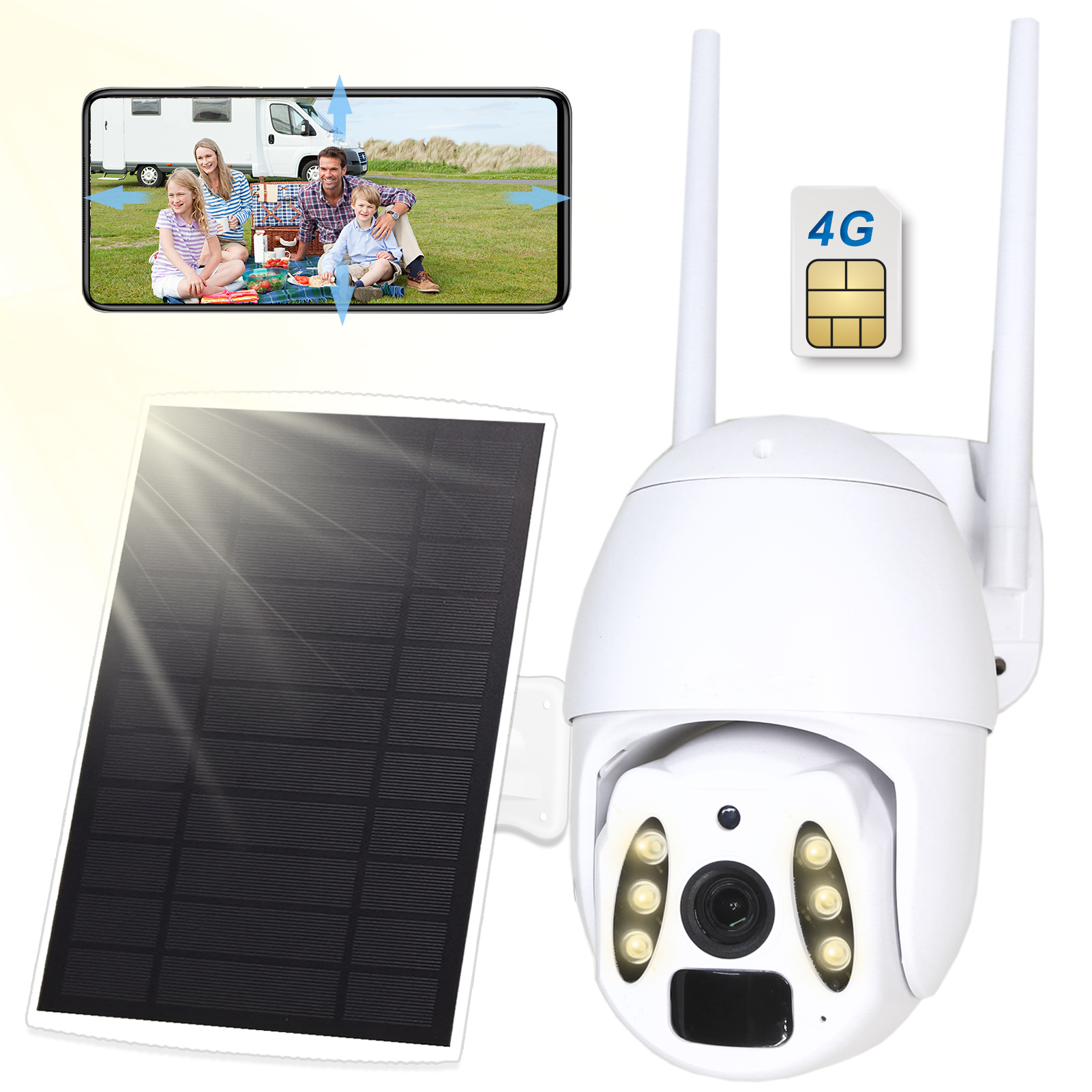 4G LTE Cellular Wireless Solar Camera with SIM Card