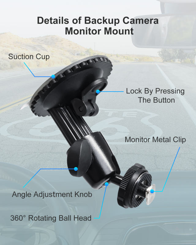 Windshield Suction Mount for Backup Camera Monitor System