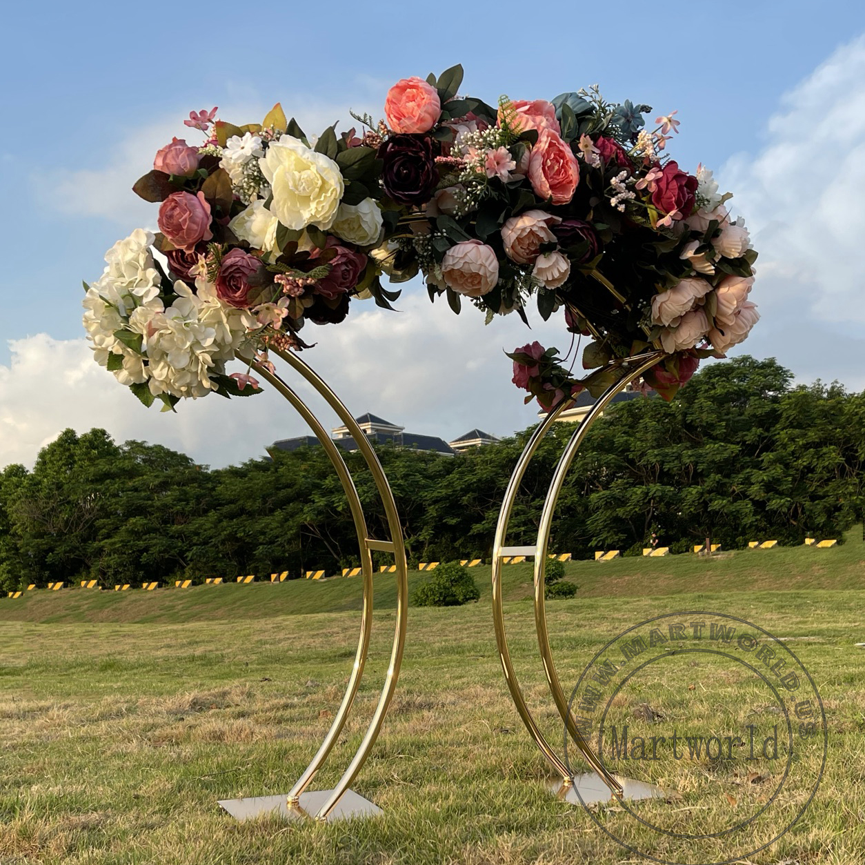 gold arch table centerpiece flower stand wedding party event bridal ...
