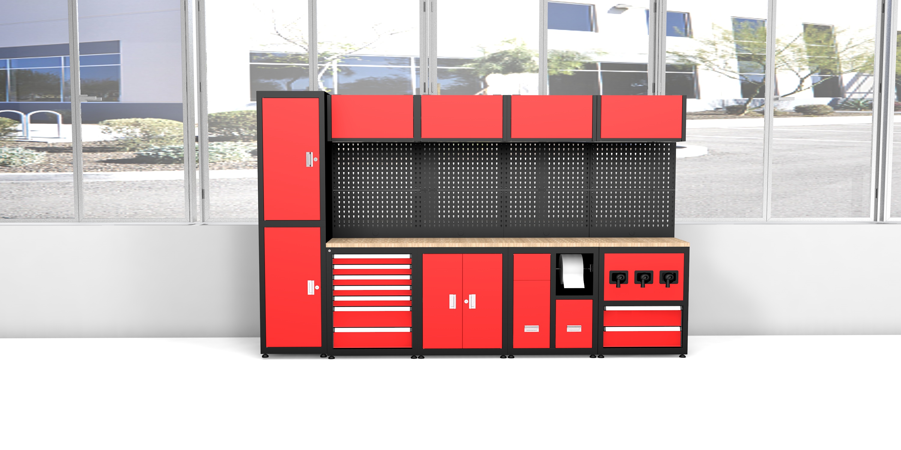 Heavy Duty Ready-to-assemble Steel Tool Cabinet Garage Storage System - Red