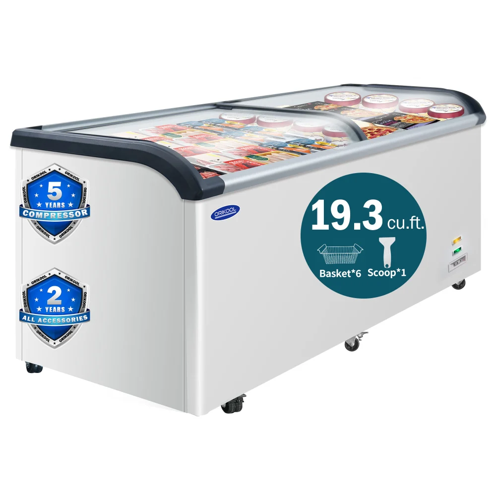 Xspracer 19.3-Cu.ft Sliding Glass Lid Commercial Mobile Chest Display ...