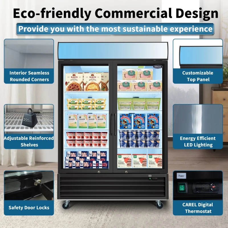 Xspracer 44.7-Cu.ft Swing Glass Door Commercial Reach-In Display ...