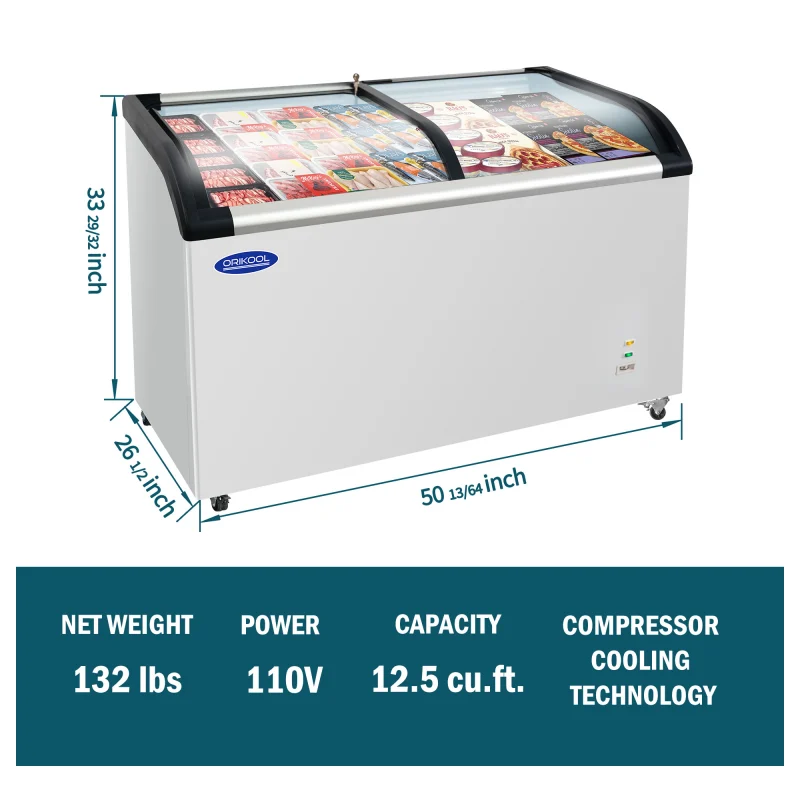 Xspracer 12.5-Cu.ft Sliding Glass Lid Commercial Mobile Chest Display ...