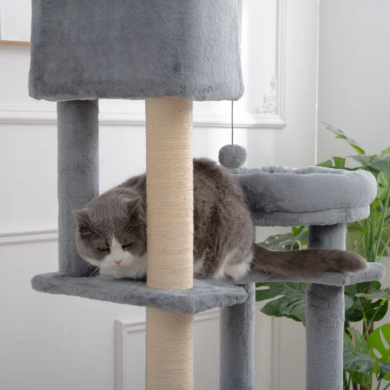 78-in x 20-in Gray Carpet Cat Tree