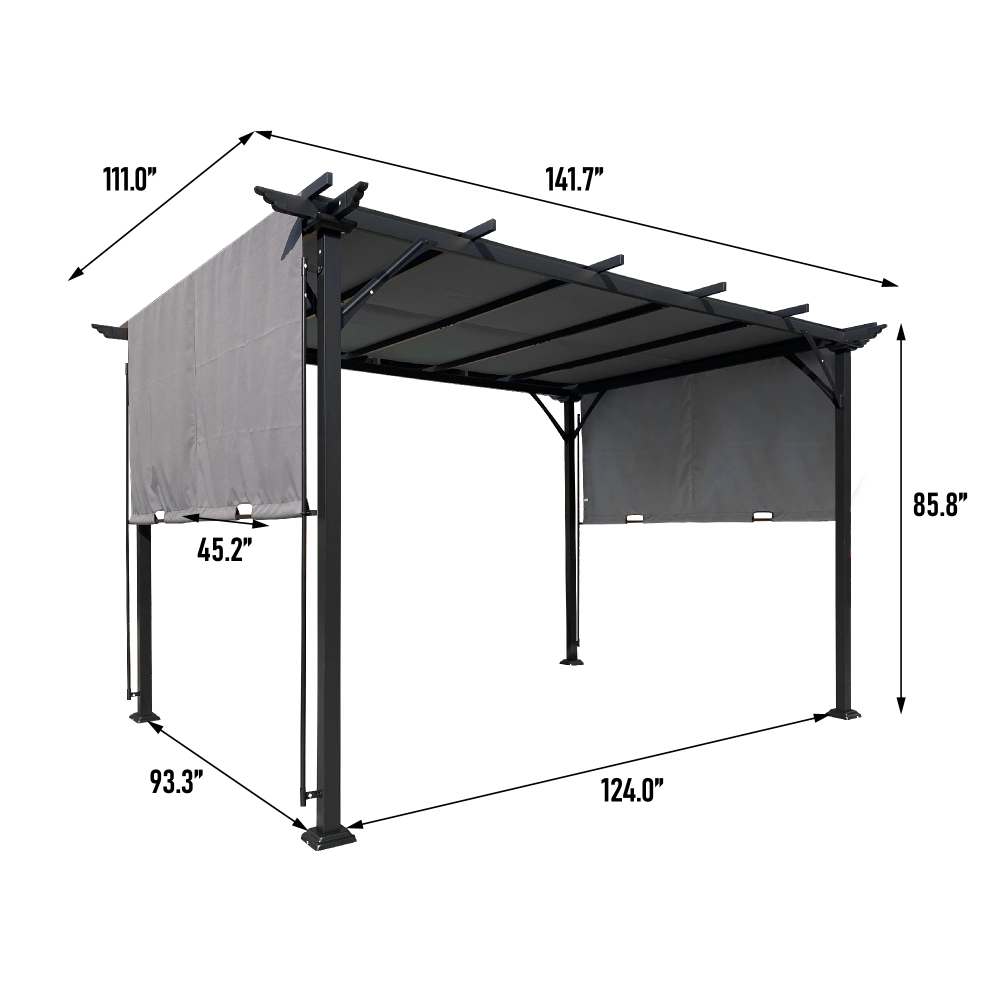 9.5-ft x 12-ft Gray Steel Rectangle Screened Gazebo