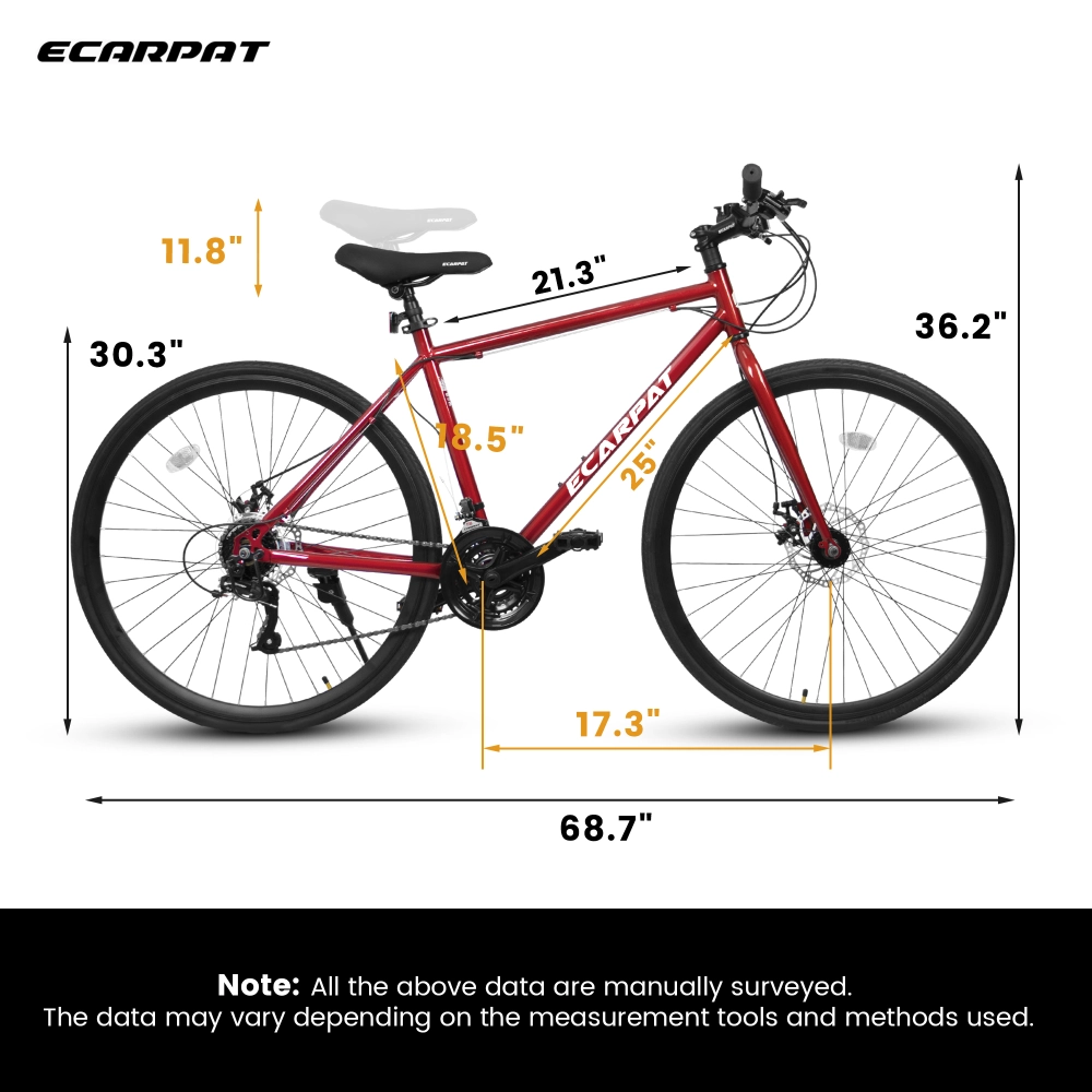 700c wheels 21-Speed Road Bike for Adult (Black/Red)