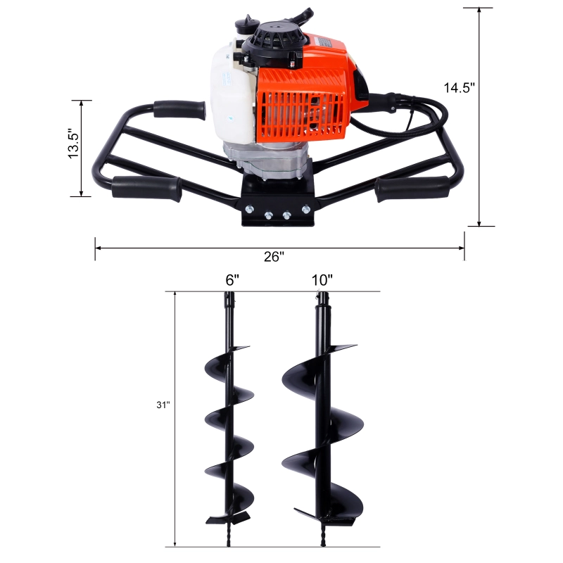 63CC Two Person Handle 2-Stroke Post Gas-Powered Hole Digger
