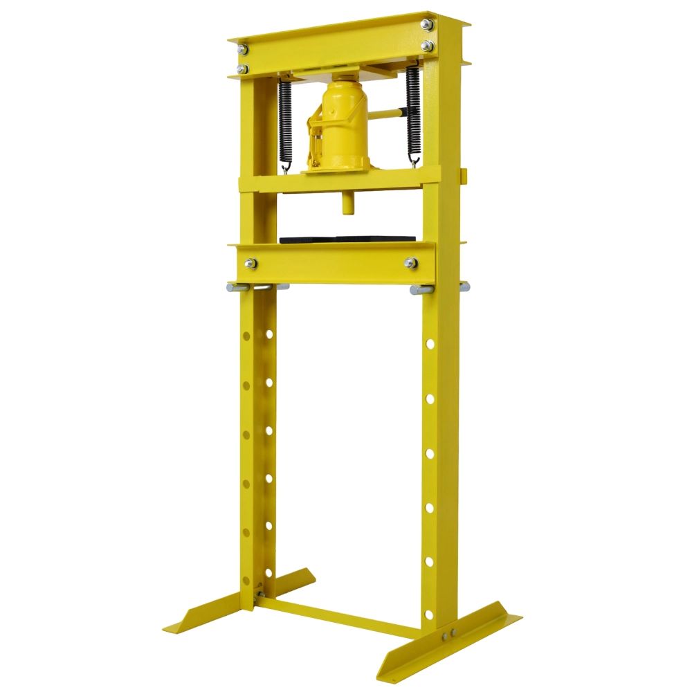 Yellow 20-ton Capacity H-Frame, Adjustable Hydraulic Shop Press with Plates