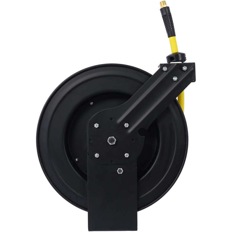 Retractable Hose Reel with 1/2-in x 50-ft Rubber Hose