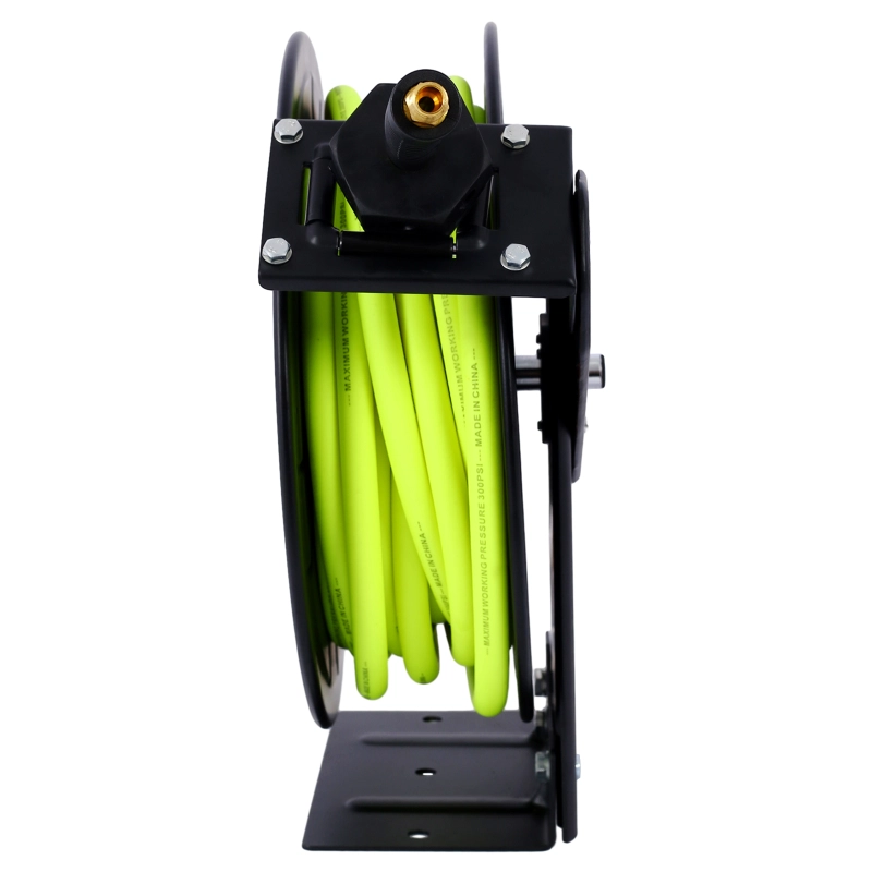 Retractable Hose Reel with 3/8-in x 50-ft Rubber Hose