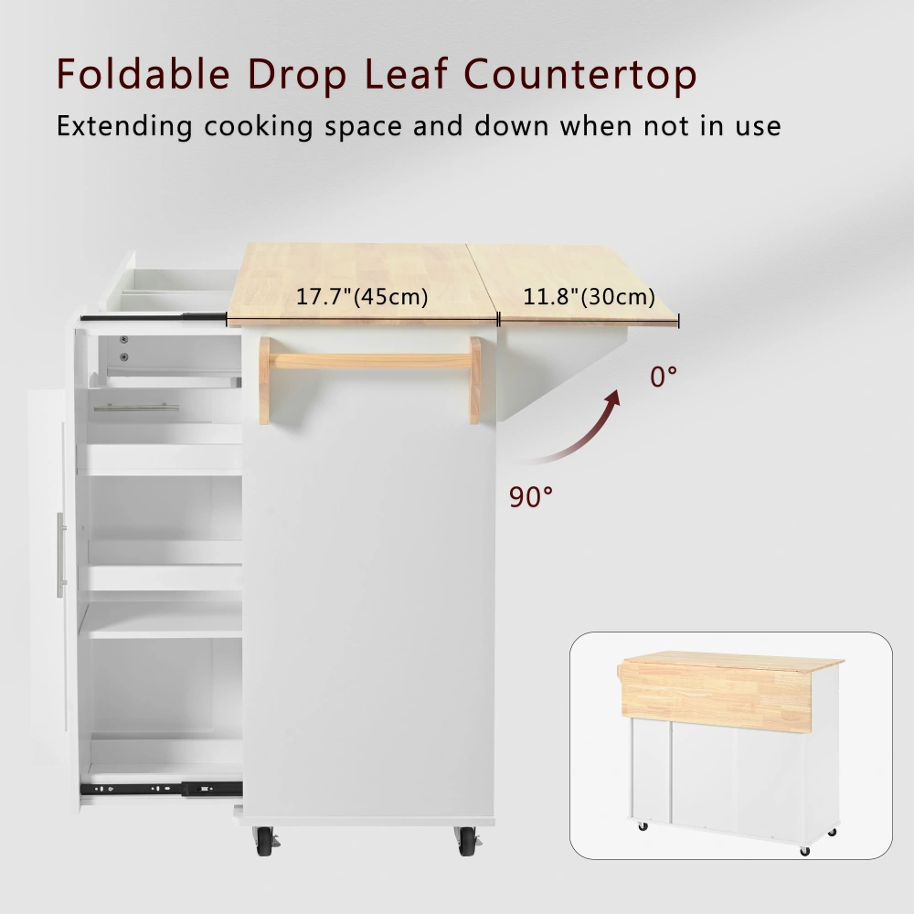 K&K Kitchen Island with Drop Leaf