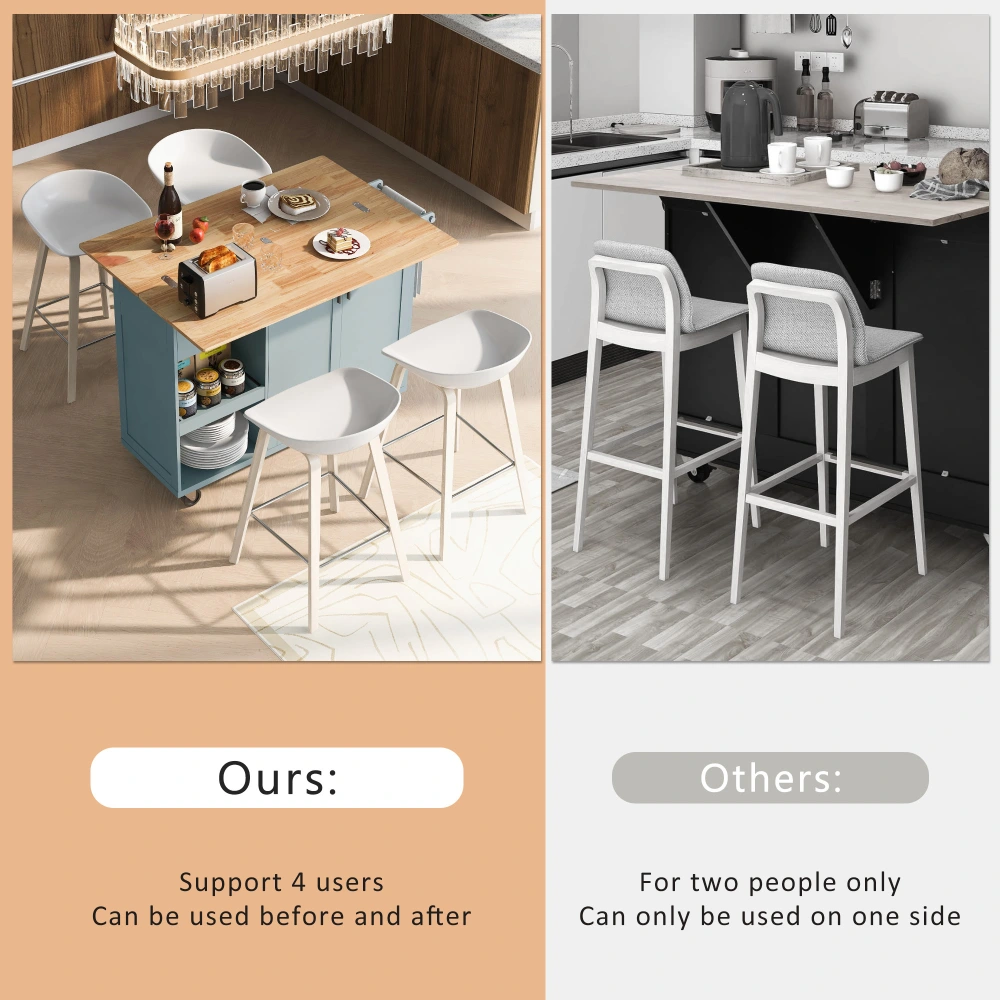 K&K Kitchen Island with Foldable Counter Top