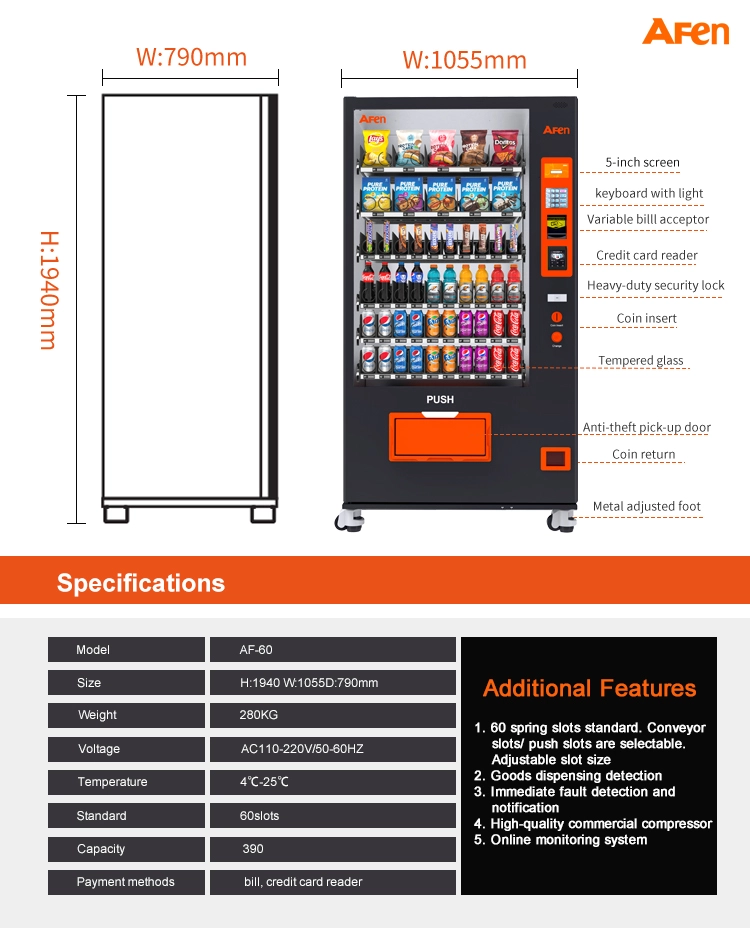 Commercial Vending Machine Refrigerated Large 60 Slots