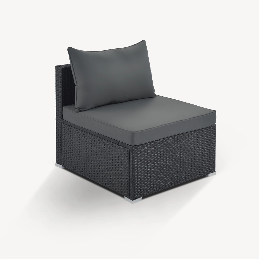 8-Pieces Outdoor Conversation Wicker Sofa Set Black Wicker