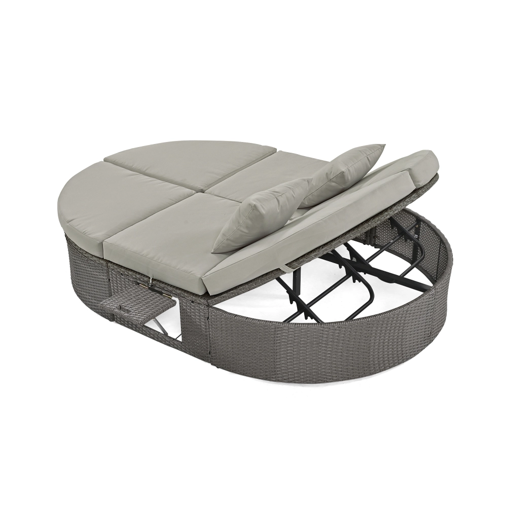 Outdoor Sun Bed Patio 2-Person Daybed Gray