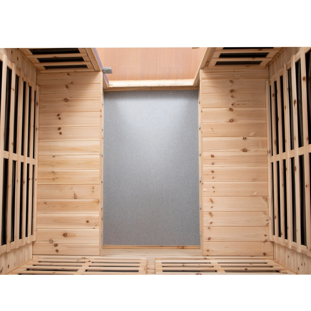 4-Person Outdoor Fir Infrared Sauna with 8 Far-Infrared Carbon Crystal ...