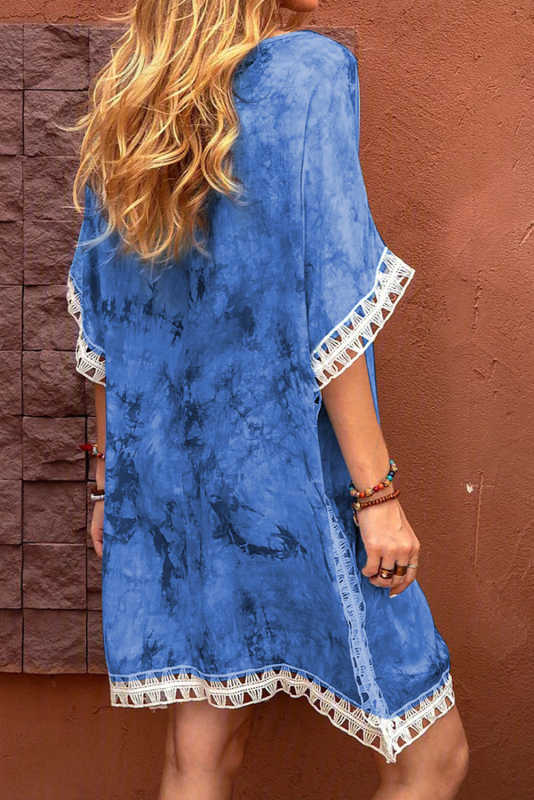 Blue Crochet Tie-dye Beach Dress LC42469-4