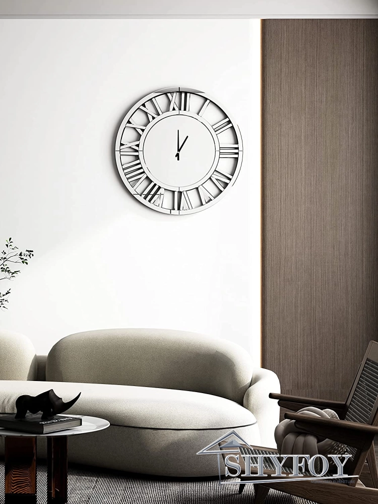 mirrored wall clock black