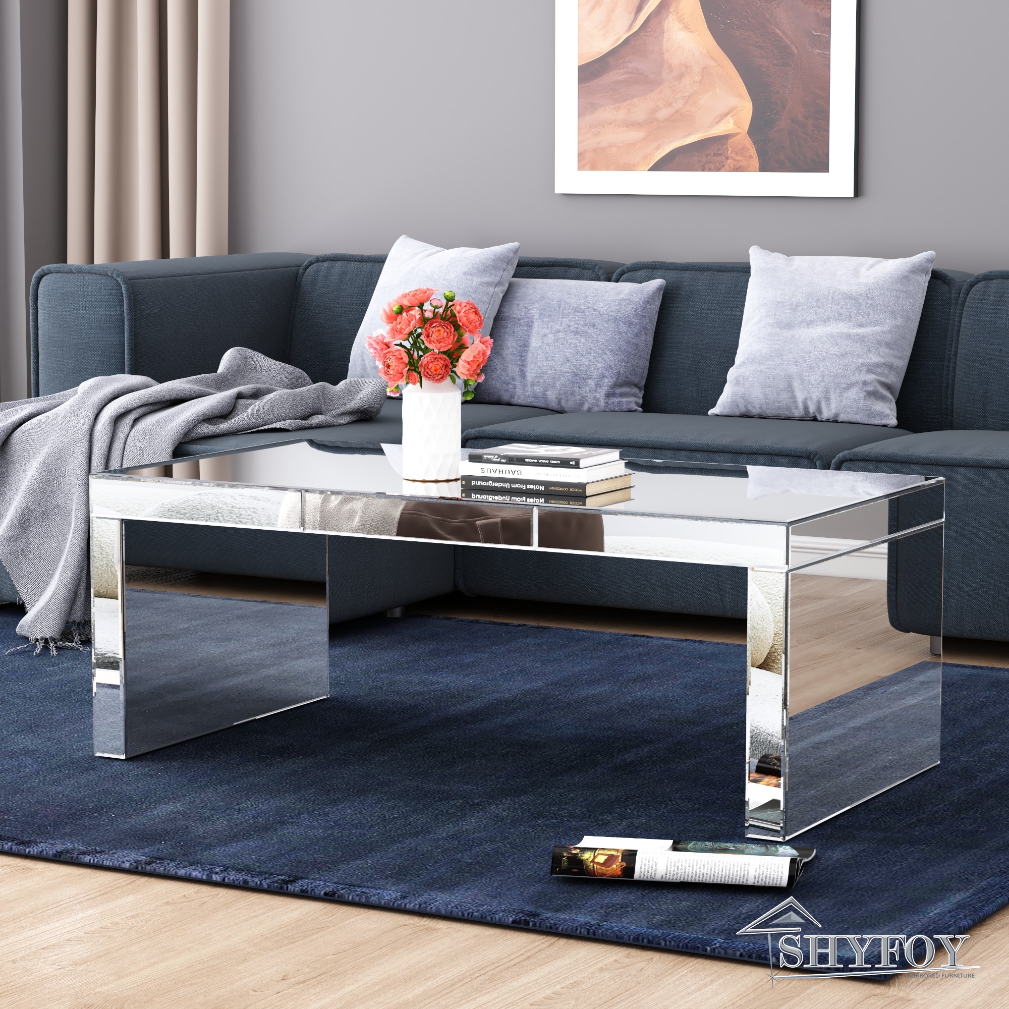 Amla Rectangle Glass Sled Coffee Table