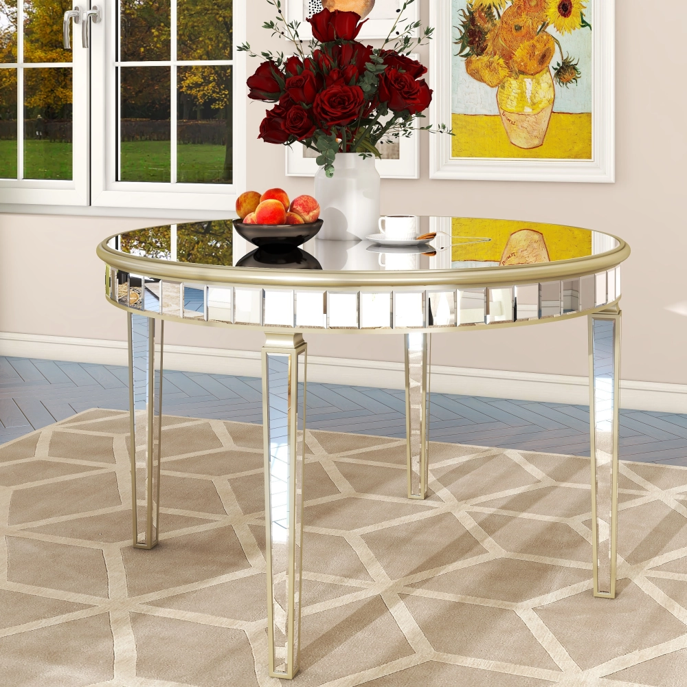 small mirrored dining table