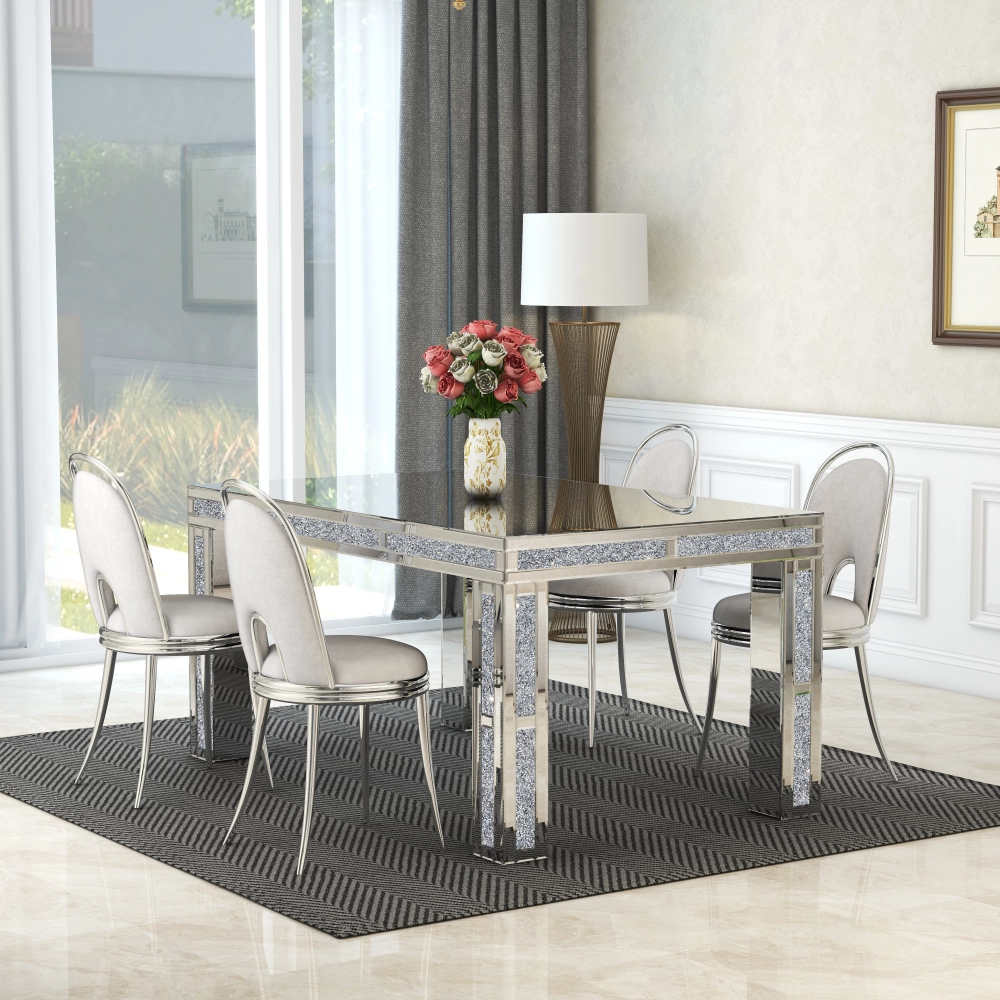 mirrored dining room set