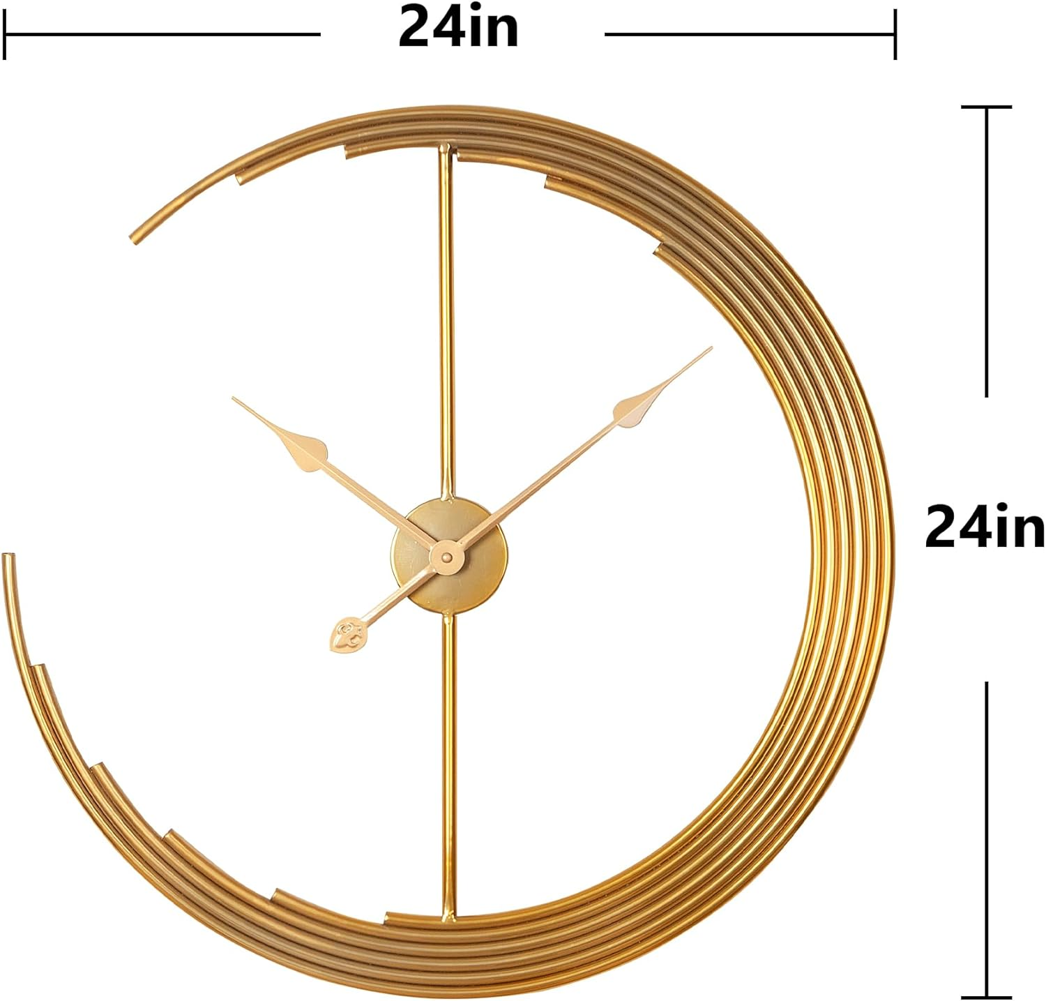 Gold Wall Clock 24 Inch Vintage Metal Wall Clock, Large Clock Home ...