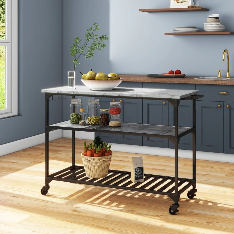Shyfoy Contemporary Kitchen Island Bar Cart with Wheels