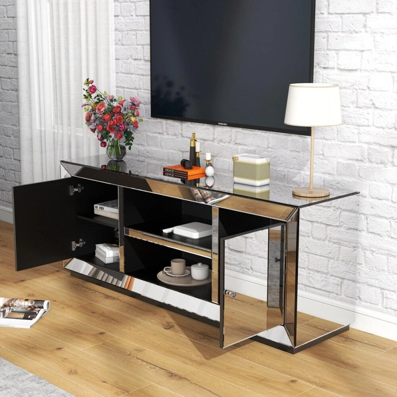 SHYFOY Glam TV Stand Media Console Mirrored Finish - 59"