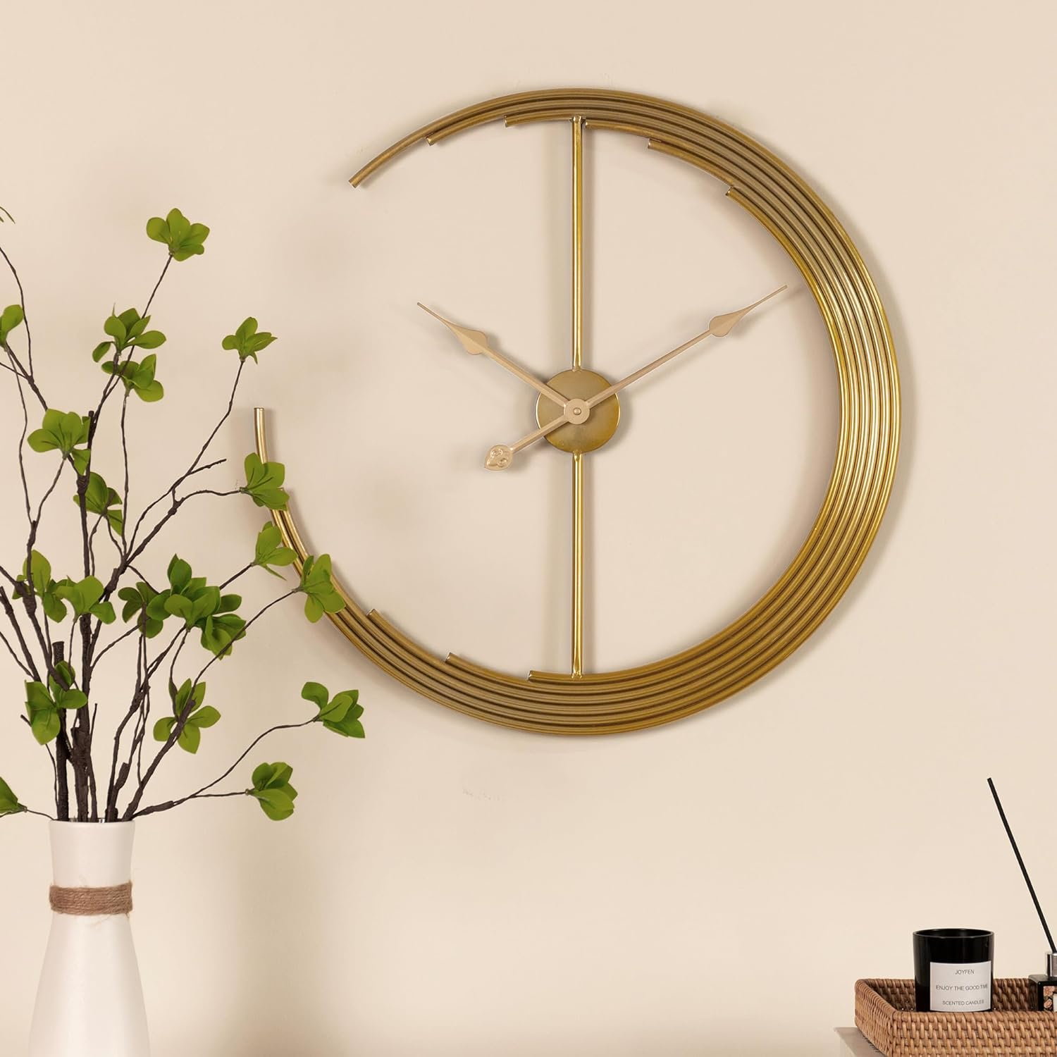 Gold Wall Clock 24 Inch Vintage Metal Wall Clock, Large Clock Home ...