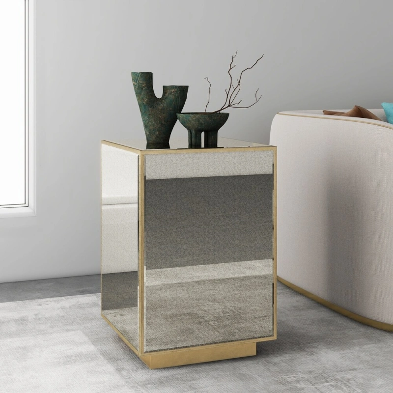Luxury Mirrored End Table Side Table