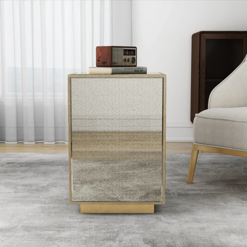 Luxury Mirrored End Table Side Table