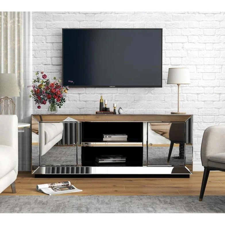 SHYFOY Glam TV Stand Media Console Mirrored Finish - 59"