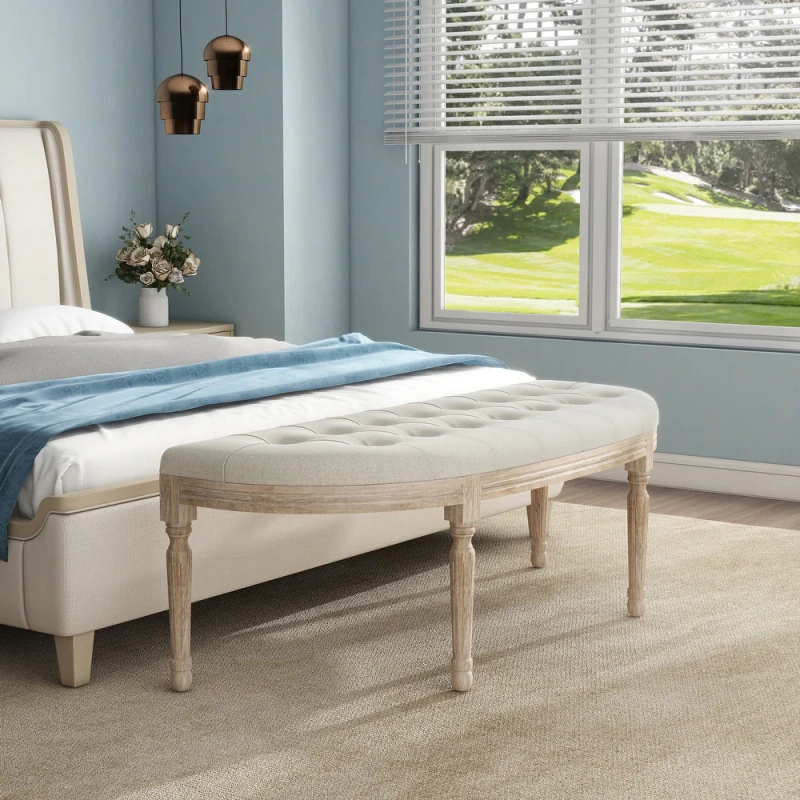 Linen Upholstered Bench