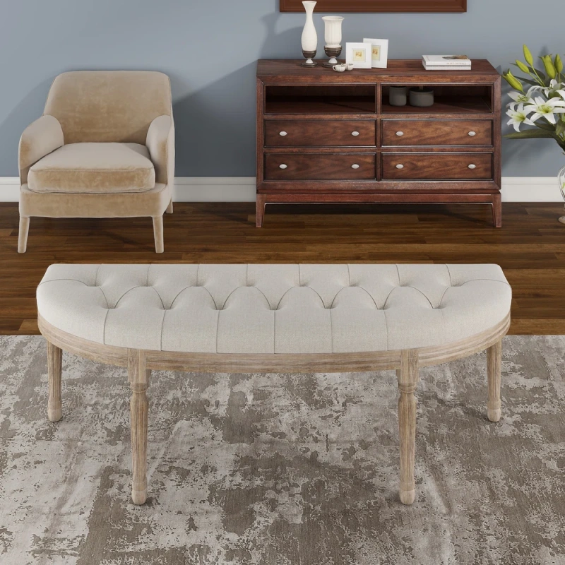 Linen Upholstered Bench